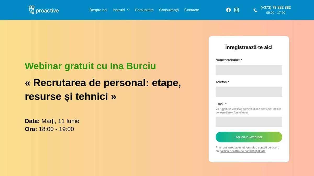 Webinar gratuit ”Recrutarea de personal: etape, resurse și tehnici”